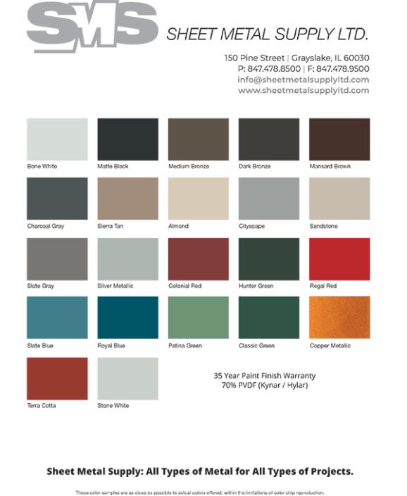 Explore Our Wide Range of Color Charts | Sheet Metal Supply Ltd